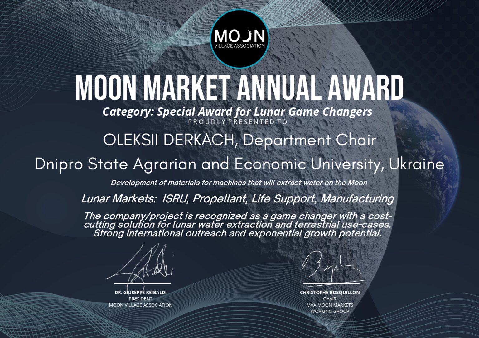 WINNERS – 2024 MVA Moon Market Annual Award – Moon Village Association